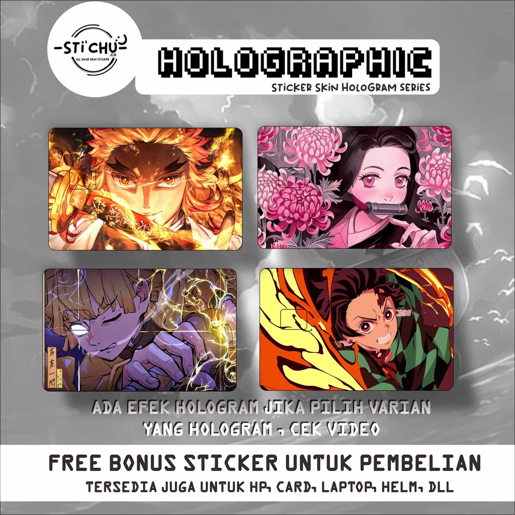 Atm Card Sticker Skin Card HOLOGRAM DEMON SLAYER flazz emoney Etc ...