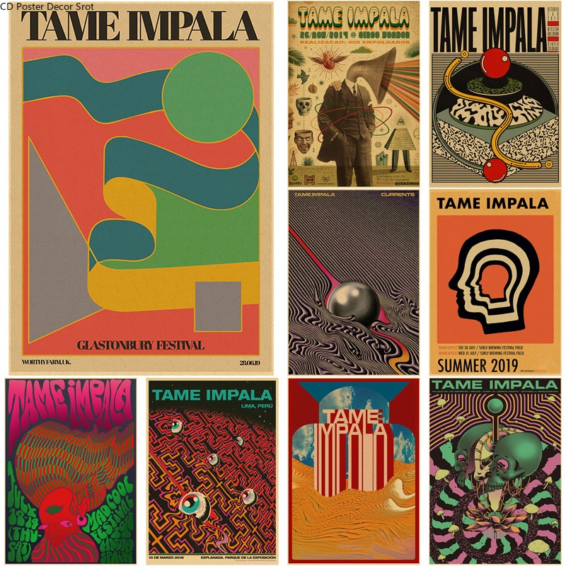 Tame Impala Psychedelic Poster Rock Music Band Kraft Paper Posters ...