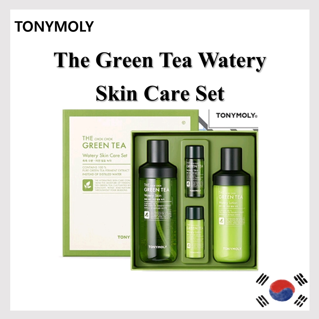 [Tonymoly] The Chok Chok Green Tea Watery Skin Care Set TONER 180ml(+20ml) LOTION 160ml(+20ml ...
