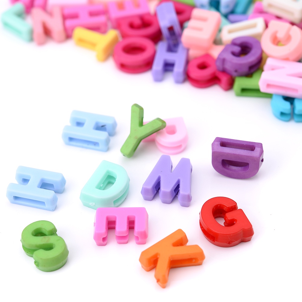 100pcs/Lot Macaroon Random Mix Letters Beads 3d Acrylic Alphabet Spacer ...