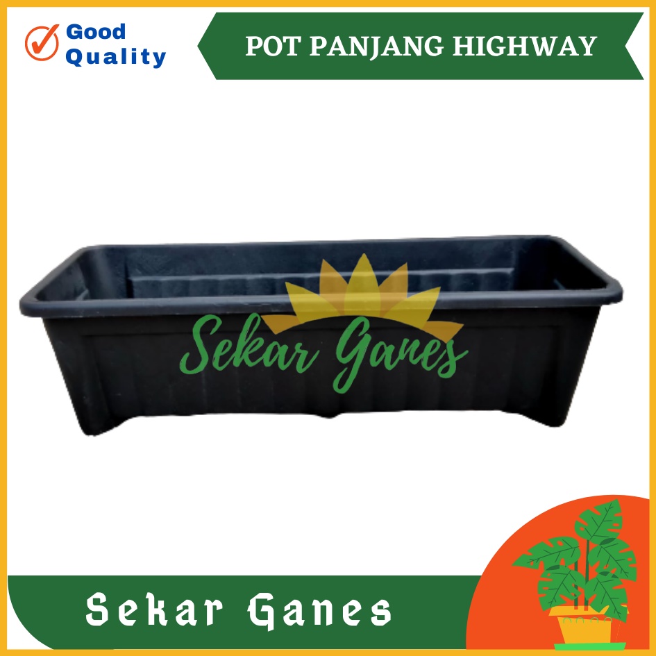 Highway 55 Black Long Flower Pot Hw 50cm Long Pot Rectangular Flower ...