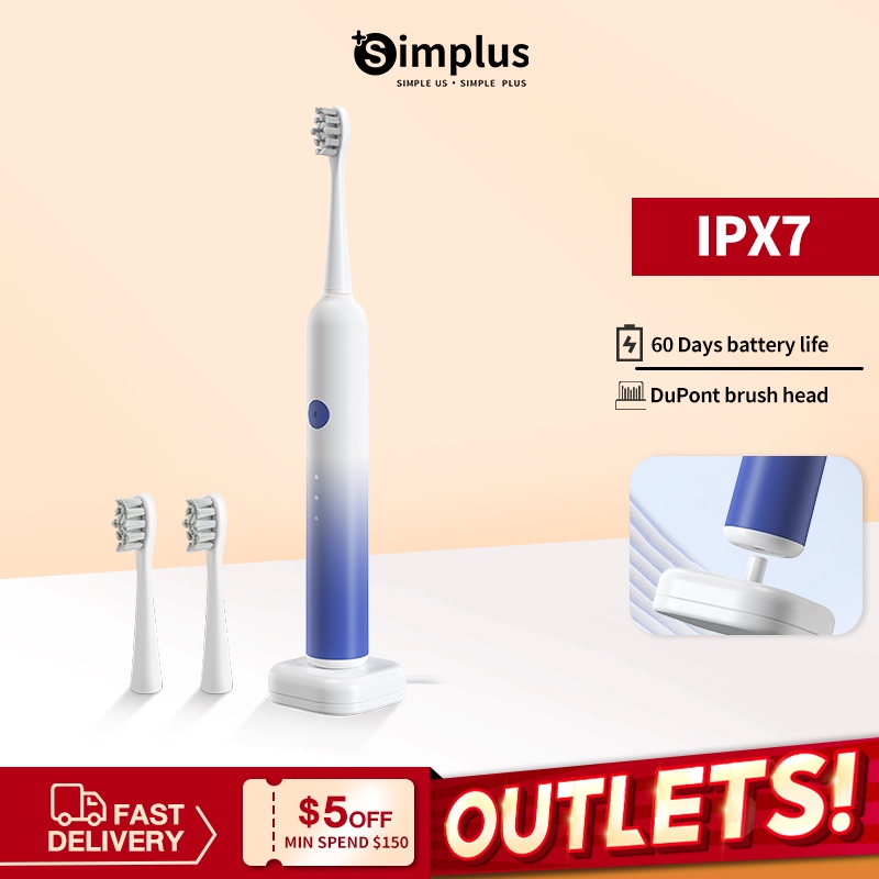 Simplus Electric Toothbrush 3 Modes Sonic Vibration USB Rechargable ...
