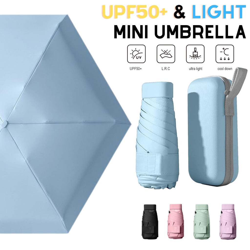 Mini Umbrella Anti UV UPF50+ Compact Pocket Light Lightweight Travel Sun Rain Protection ...