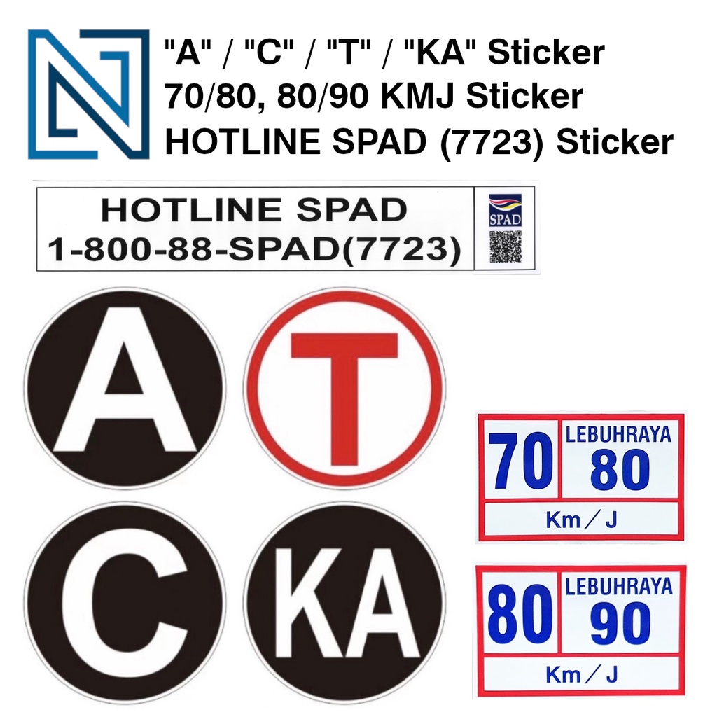 1Pc 12" A , C , T , KA , 70/80 KMJ , 80/90 KMJ , SPAD Sticker Van Teksi ...