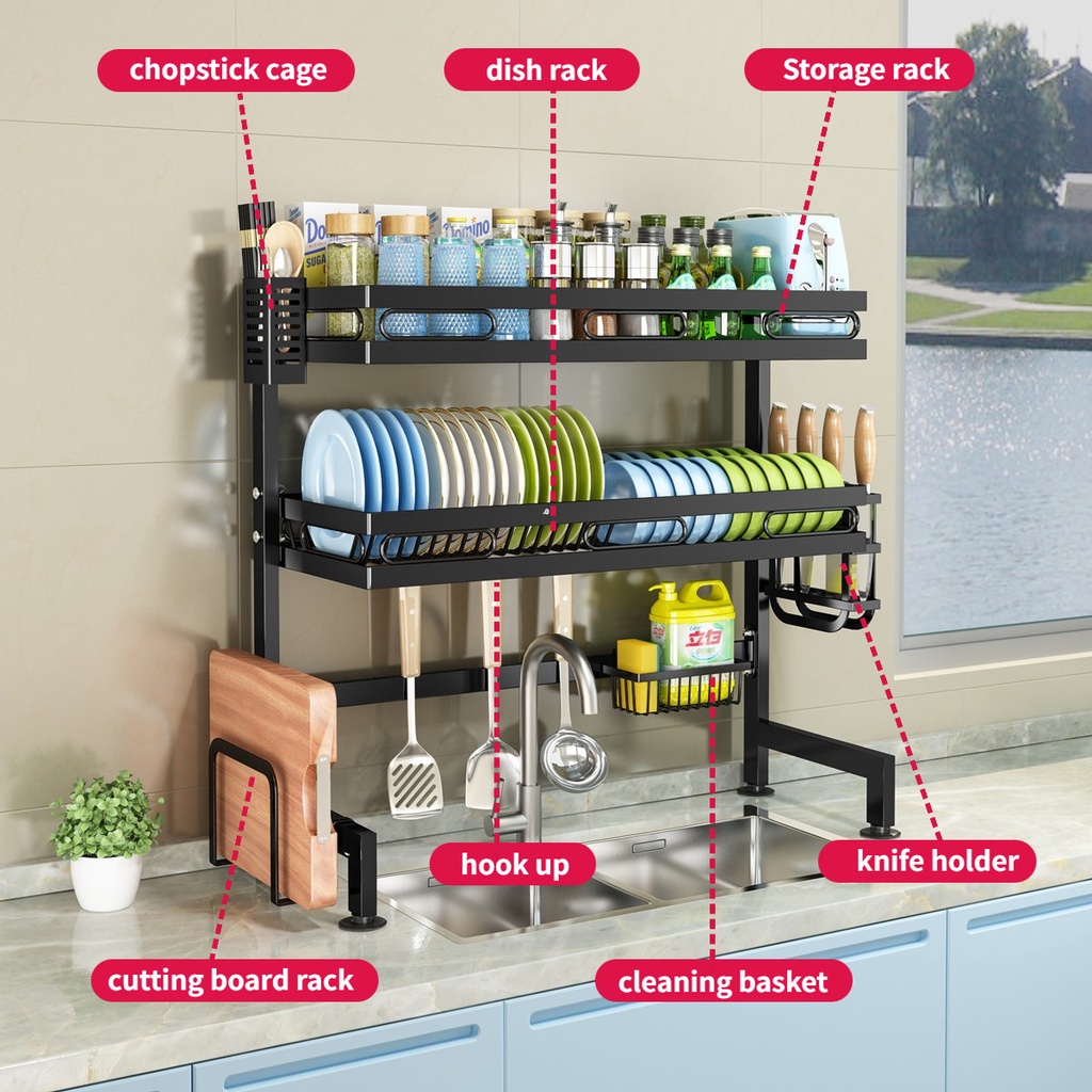 Kitchen Sink Shelf Sink Dish Rack Kitchen Storage Rack Dish Drain Rack ...
