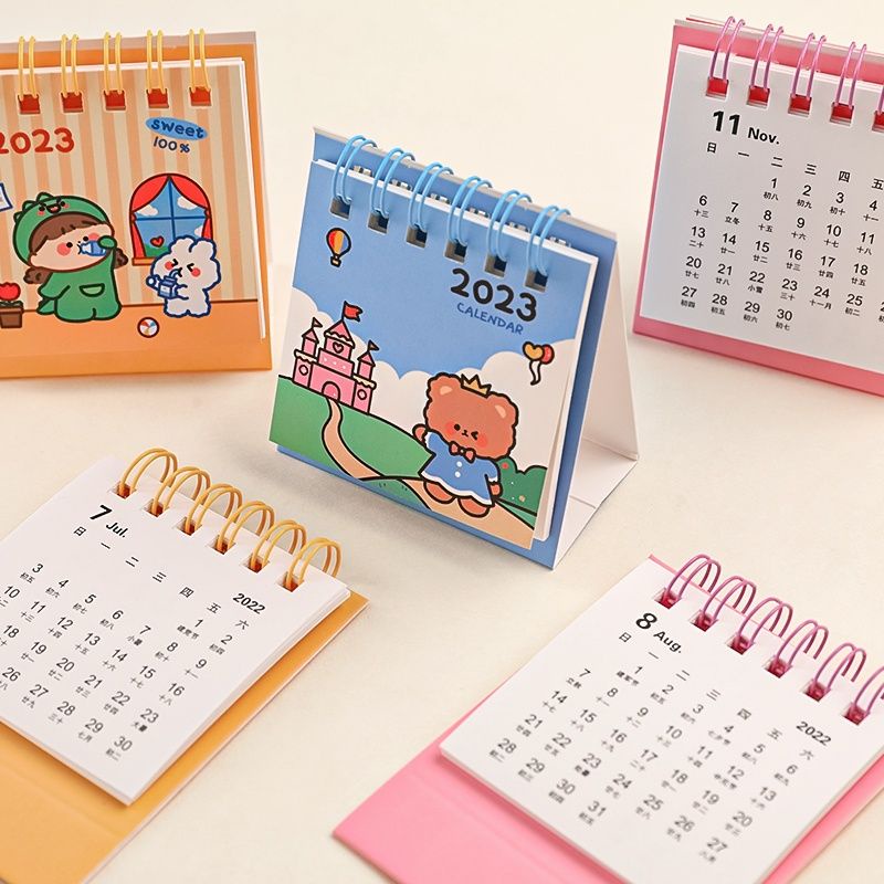 Mini Desk Calendar 2023 /Cute Motif Sitting Calendar 2023 /2023 Mini ...
