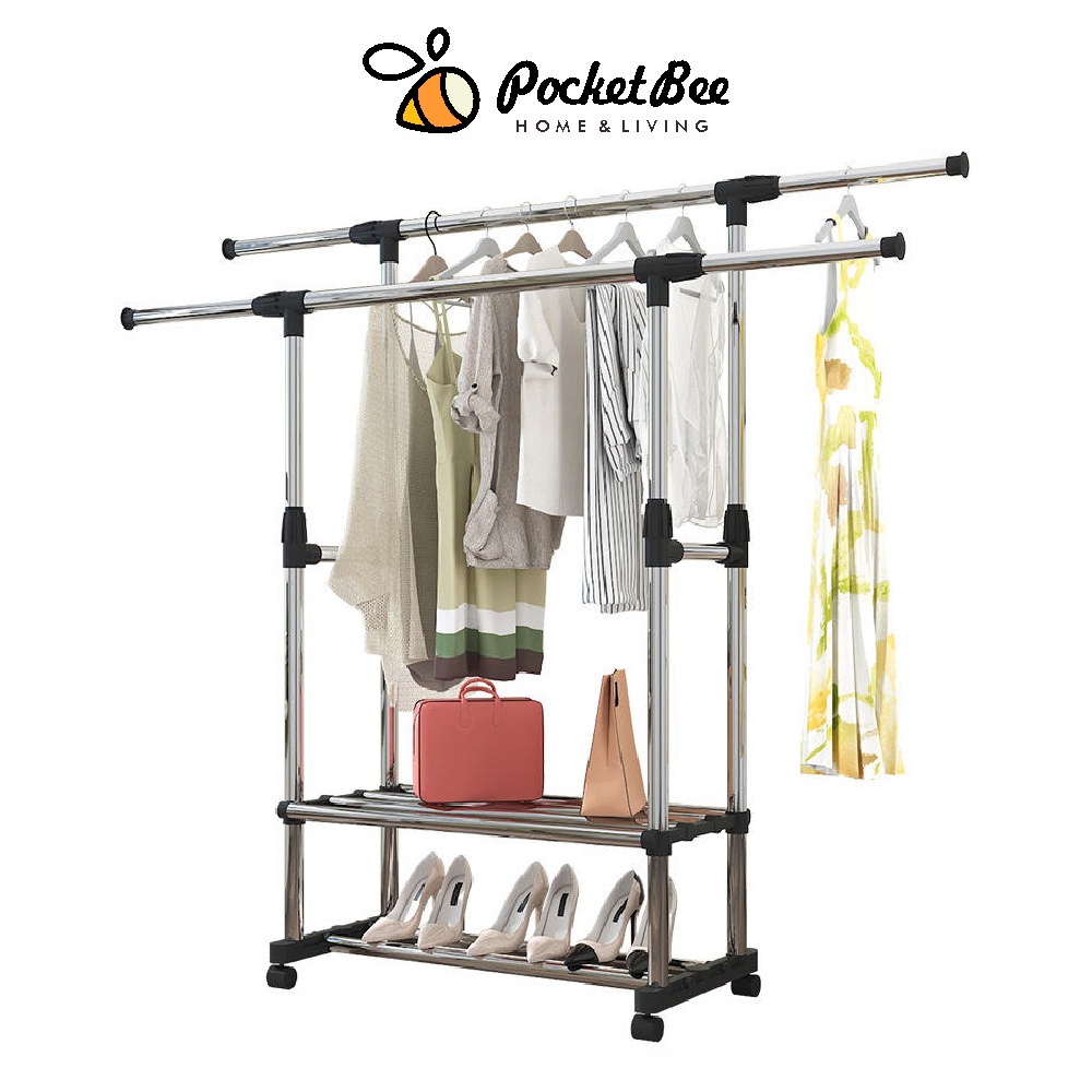 Pocketbee - Adjustable laundry rack - Aluminum Foldable Clothes Drying ...