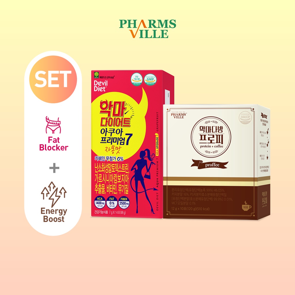 [Special Set] Devil Diet Aqua Premium 7 Grapefruit Flavor + Proffee Protein Coffee Latte Flavor ...