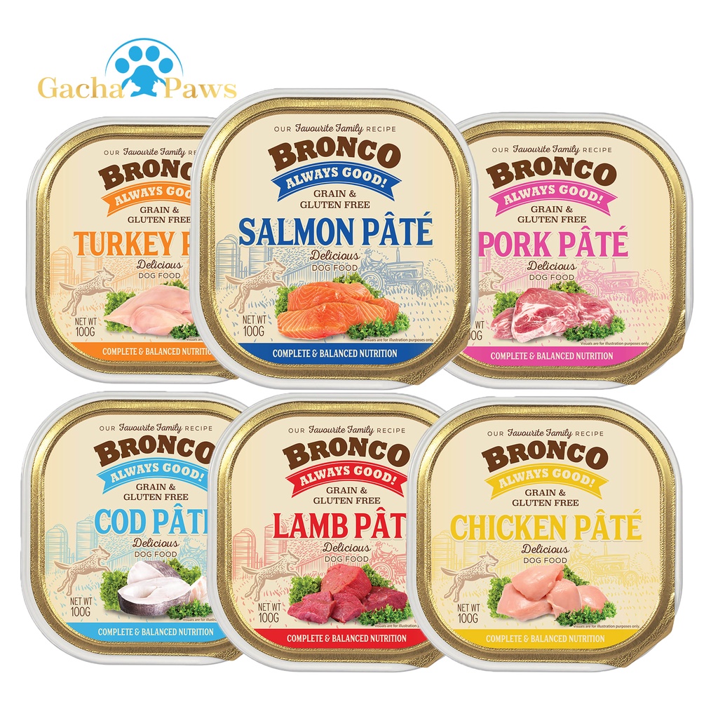 [Bundle of 16] Bronco Pate Tray DOG Wet Food 100g (6 Flavours Available ...