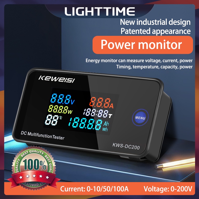 LIGHTTIME DC 0-200V Voltmeter Ammeter KWS Power Energy Meter LED Digital DC Wattmeter Electric ...