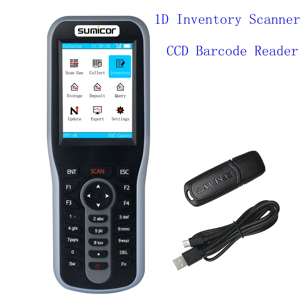 Sumicor Inventory Data Terminal Barcode Scanner 1D Wireless CCD Screen ...