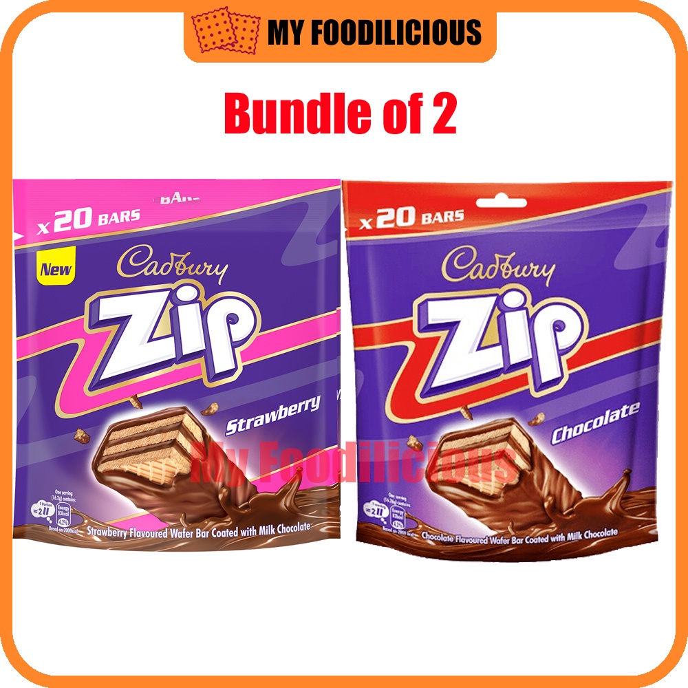 Cadbury Zip Chocolate/Strawberry Wafer 162.5g/162g 20 bars | Shopee ...