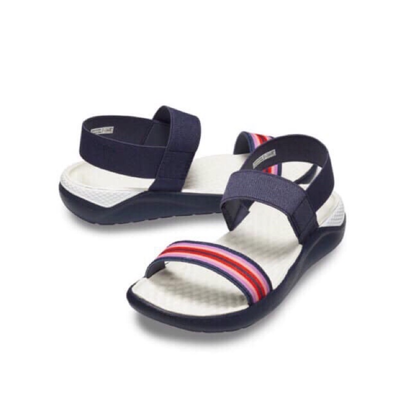 Crocs Navy Horizontal Stripes Sandals In Navy Color For Women | Shopee ...