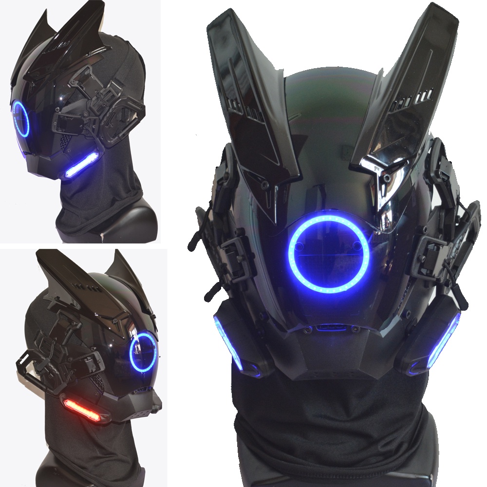 Cyberpunk Led Mask Glow Face Glow-in-the-dark Mask Futuristic Tech Gear ...