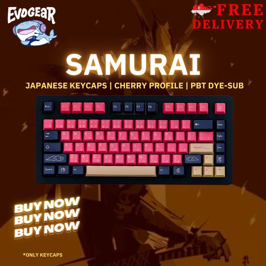 [SG READY STOCK] Red Samurai Keycaps | 129 Keys | Cherry Profile | PBT ...