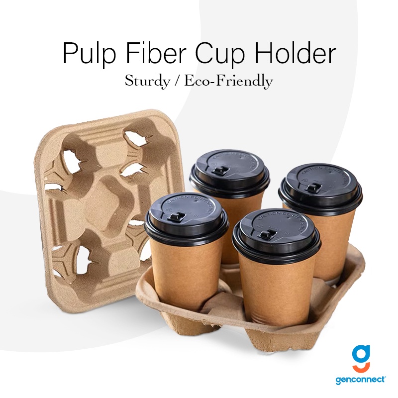 25/50/100pc Disposable Pulp Fiber Cup Holder for bubble tea hot cup ...