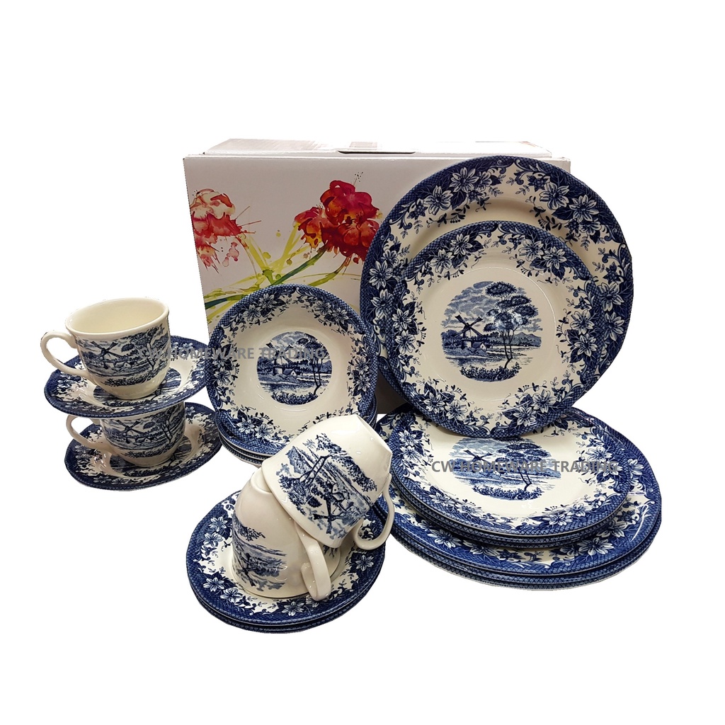 Claytan 185B Windmill Blue 20pcs (4Pax) Set Pinggan Mangkuk | Set ...