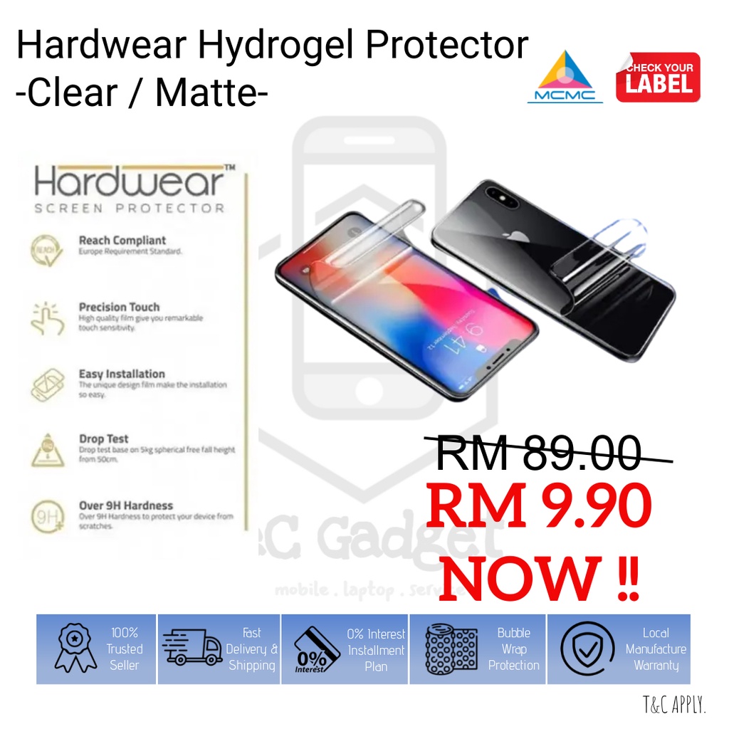 Hardwear Hydrogel Screen Protector | Fiber Glass (Clear/Matte) - PM ...