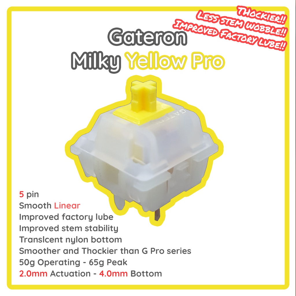 [Cheapest!! SG Seller!! Ready Stock!!] Gateron Milky Yellow Pro 5 Pins ...