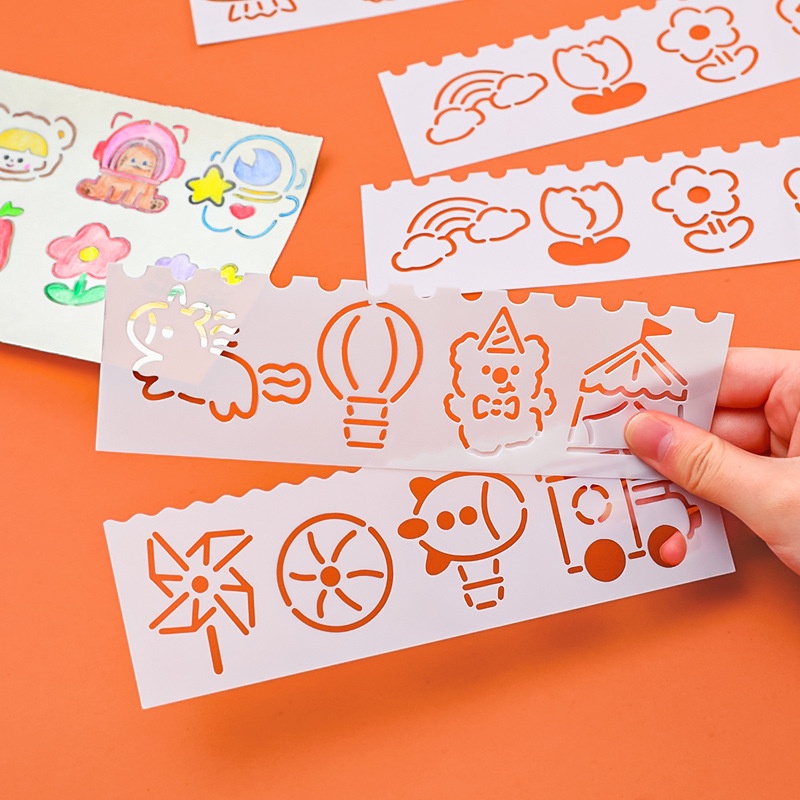 4pcs/set Cartoon Hand-painted Ruler Student Diy Hand-written Newspaper ...
