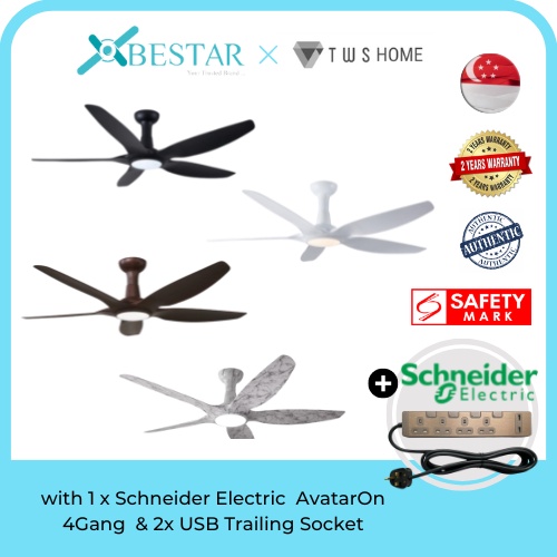 Bestar RAPTURE Ceiling Fan w LED | 2-Year Warranty with 1 x Schneider ...