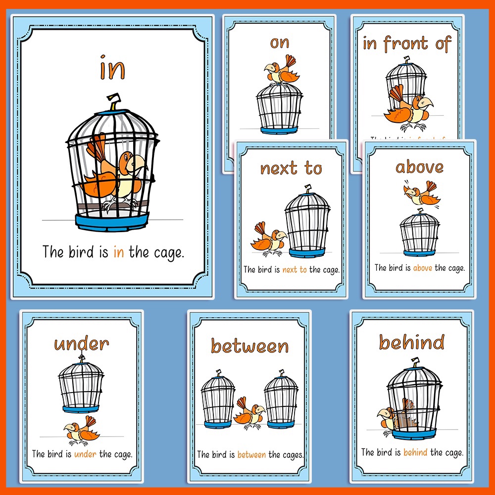 Children Preposition A4 Poster Learning Charts For Kids and Toddlers ...
