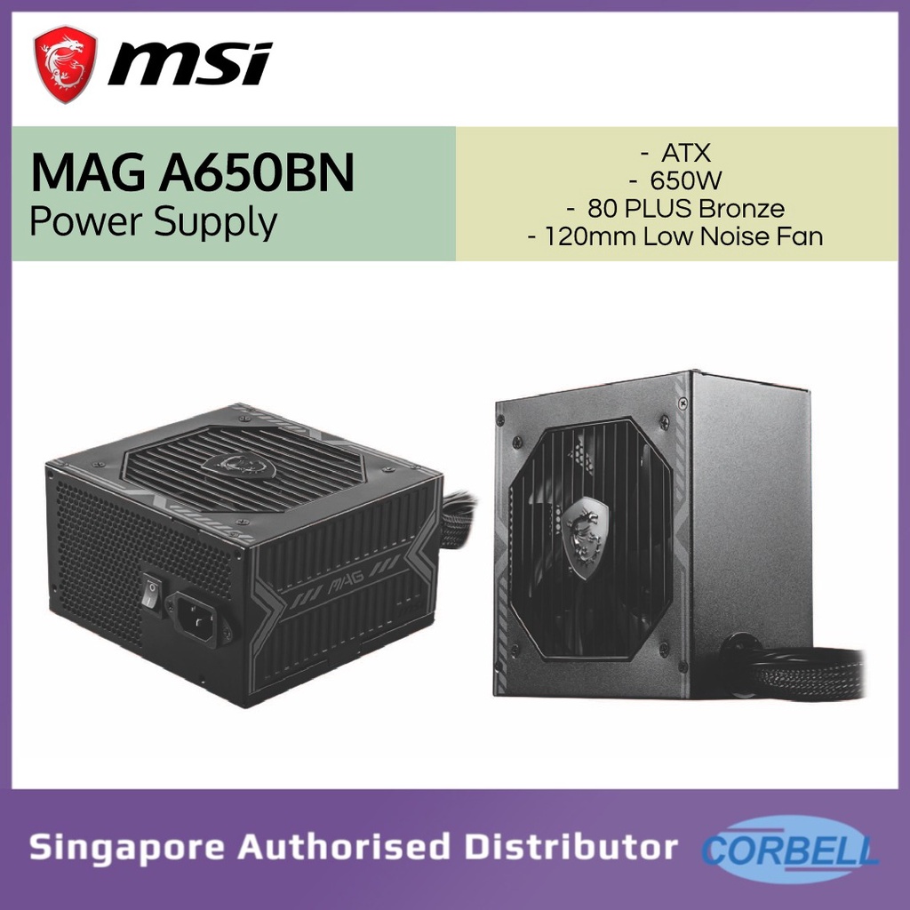 MSI MAG A650BN 80 PLUS Bronze Power Supply 650W ATX 120mm Fan (MPS 2003 ...