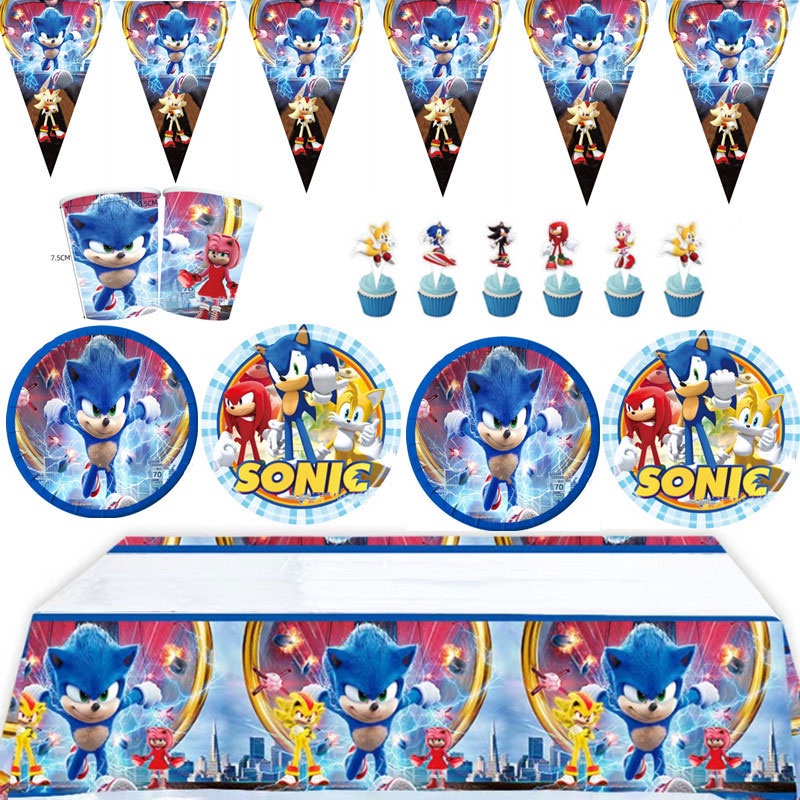 [SG SELLER] SONIC the Hedgehog Birthday Party Kit Tablecover Backdrop ...