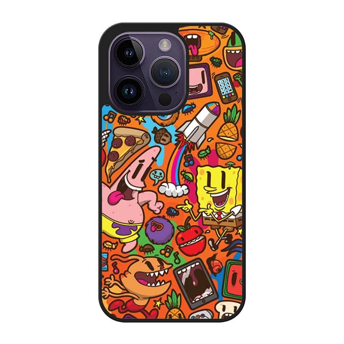 Casing iPhone 14 13 12 11 XR XS X 7 6 5 SE Pro Max Mini Plus Doodle ...