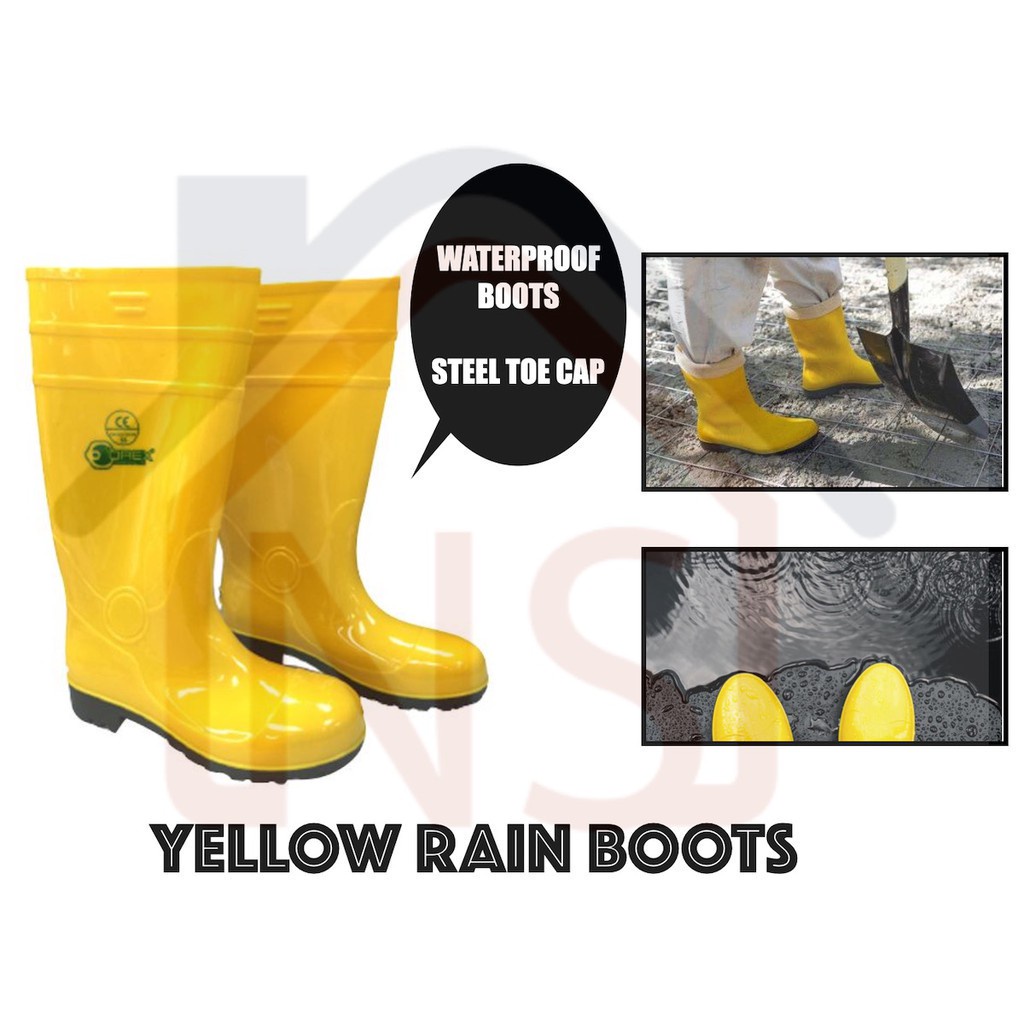 Safety Yellow Rain Boots with Steel Toe Cap/ PVC Boots/ Contractor ...