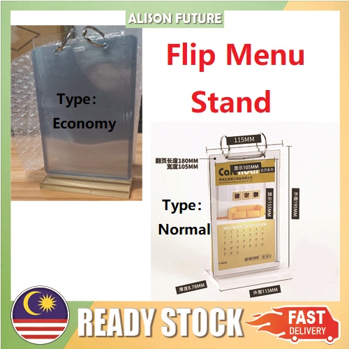 Six Page Restaurant Acrylic Flip Menu Stand Menu Display Holder ...
