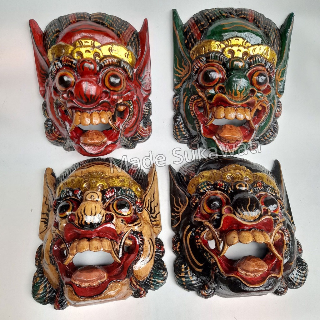 HIASAN DINDING KAYU Barong Bomo Bali Mask Wall Decoration 25cm Wood ...