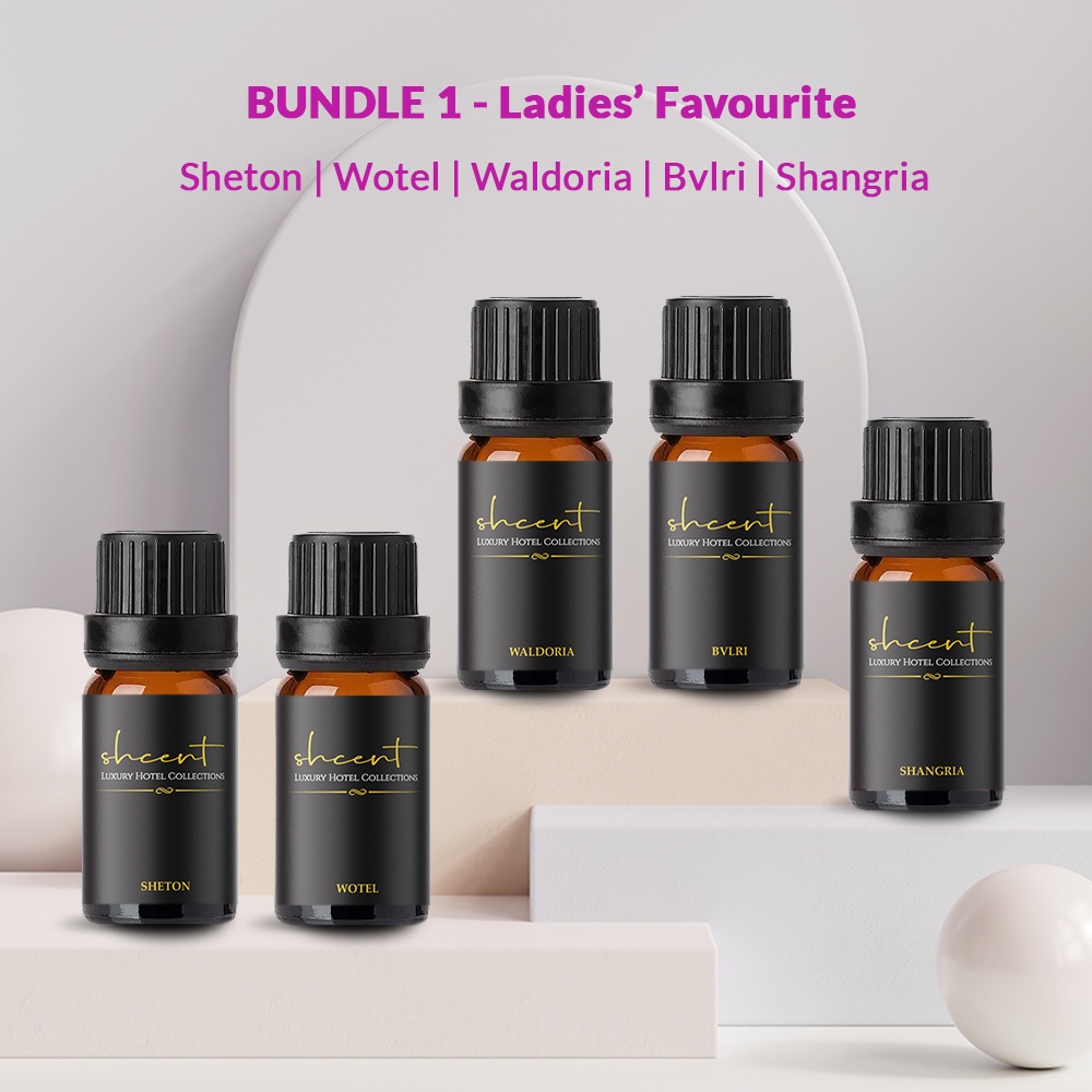 shcent Bundle 5 Hotel Essential Oil | Ladies' Favourite | Aromatherapy | 100% Natural Oil Based ...