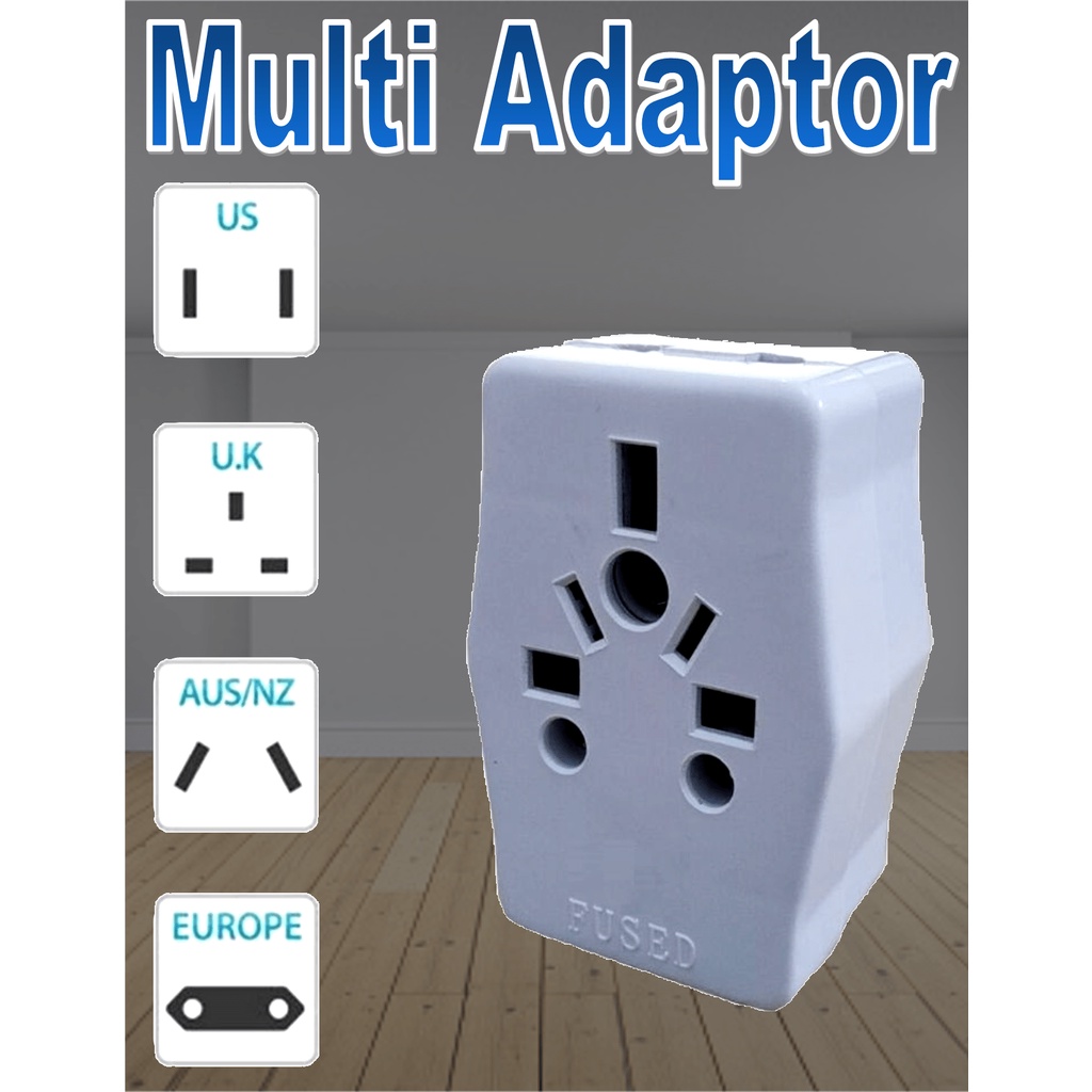 3 Way Universal Adapter 13A 3 Pin UK Plug Multi Adaptor Neon Light ...