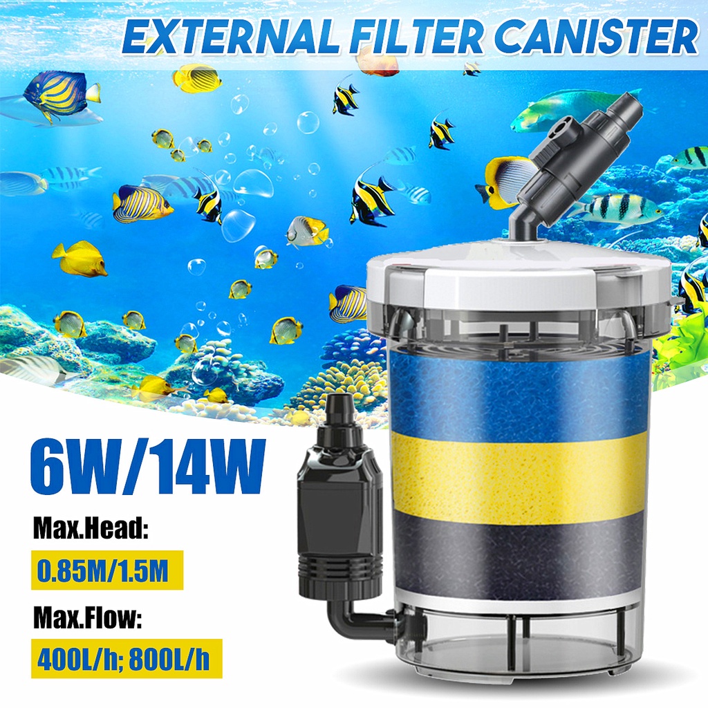 Aquarium External Filter Bucket 6W 400L/H Fish Tank Biological Filter ...
