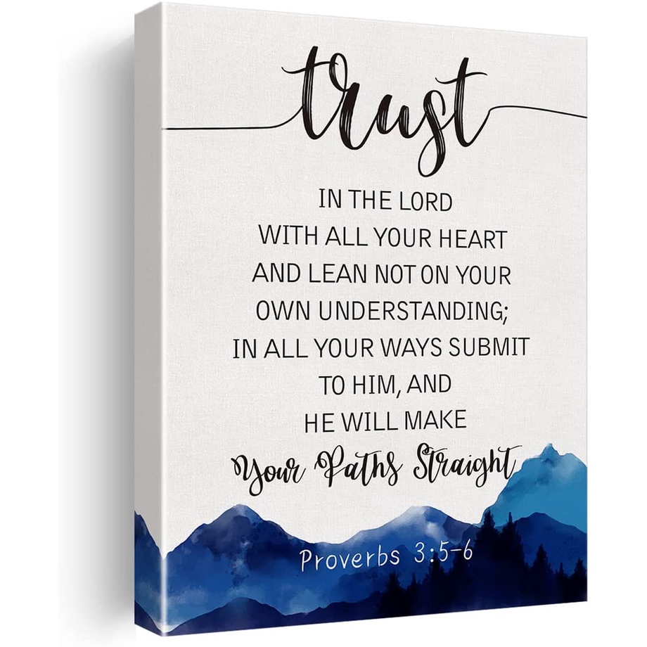 Bible Verse Trust in the Lord Canvas Wall Art Decor Proverbs 3:5-6 ...