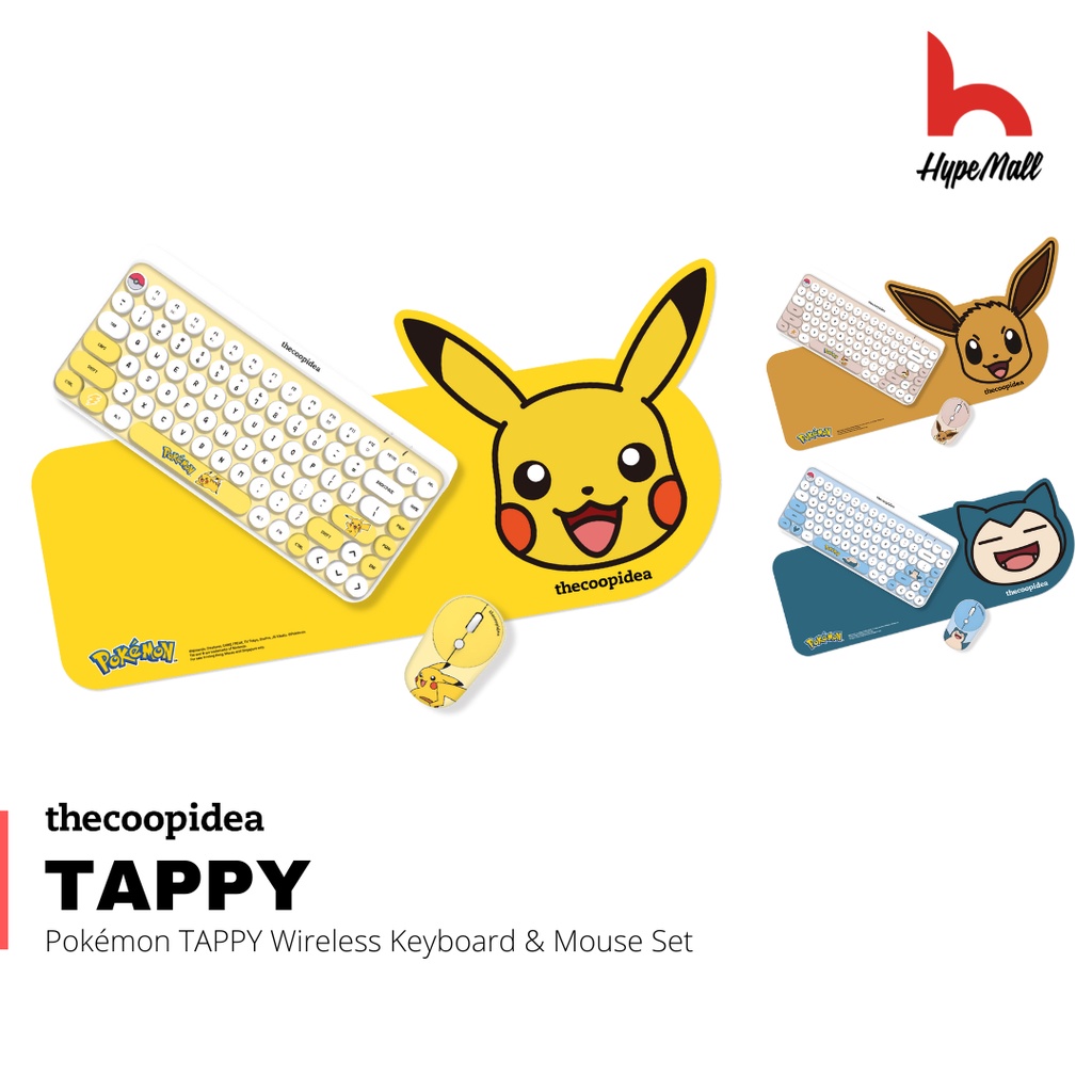Thecoopidea Pokémon Tappy Wireless Keyboard And Mouse Set Pikachu Eevee Snorlax Shopee Singapore 