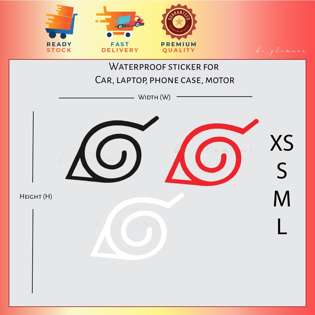 Naruto Konoha Leaf Logo Sticker Reflective stiker motor kereta cahaya ...