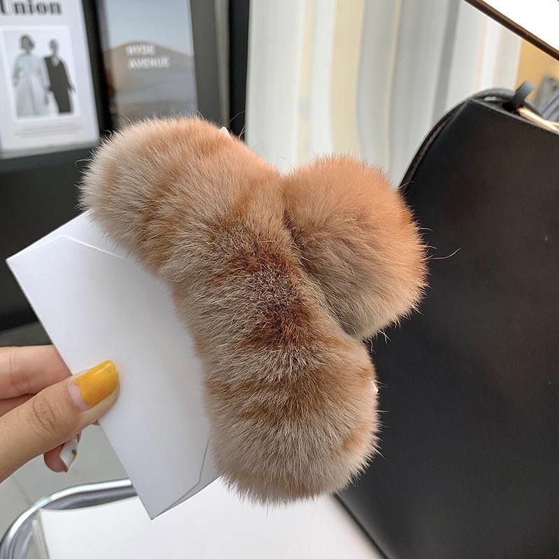 Furry Back Head Grab Clip Leopard Print Plush Coiled Hair Ball Large ...