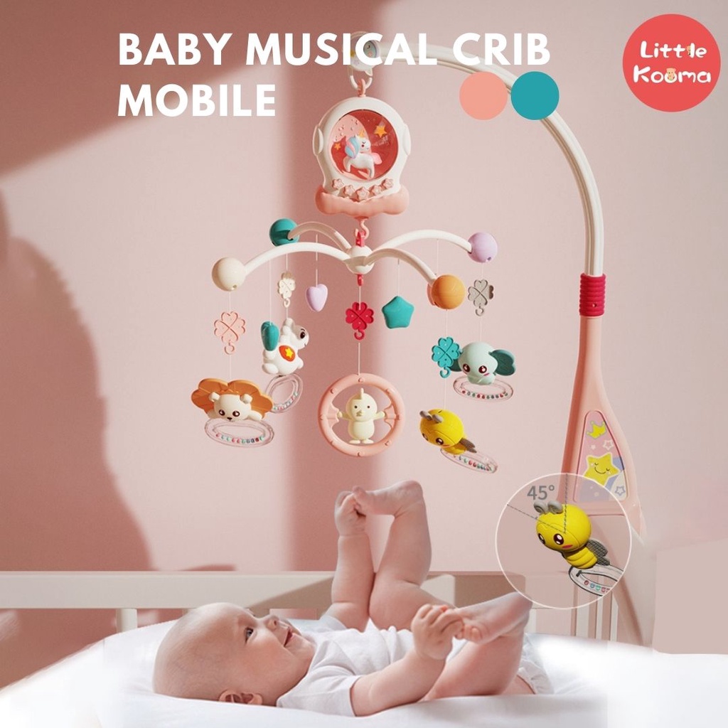 Baby Bed Musical Crib Cot Mobile with Night Lights and Rotation ...