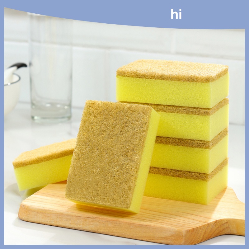 HI HOMES New Sisal Sponge Eraser Kitchen Cleaning Double-Sided Sponge ...