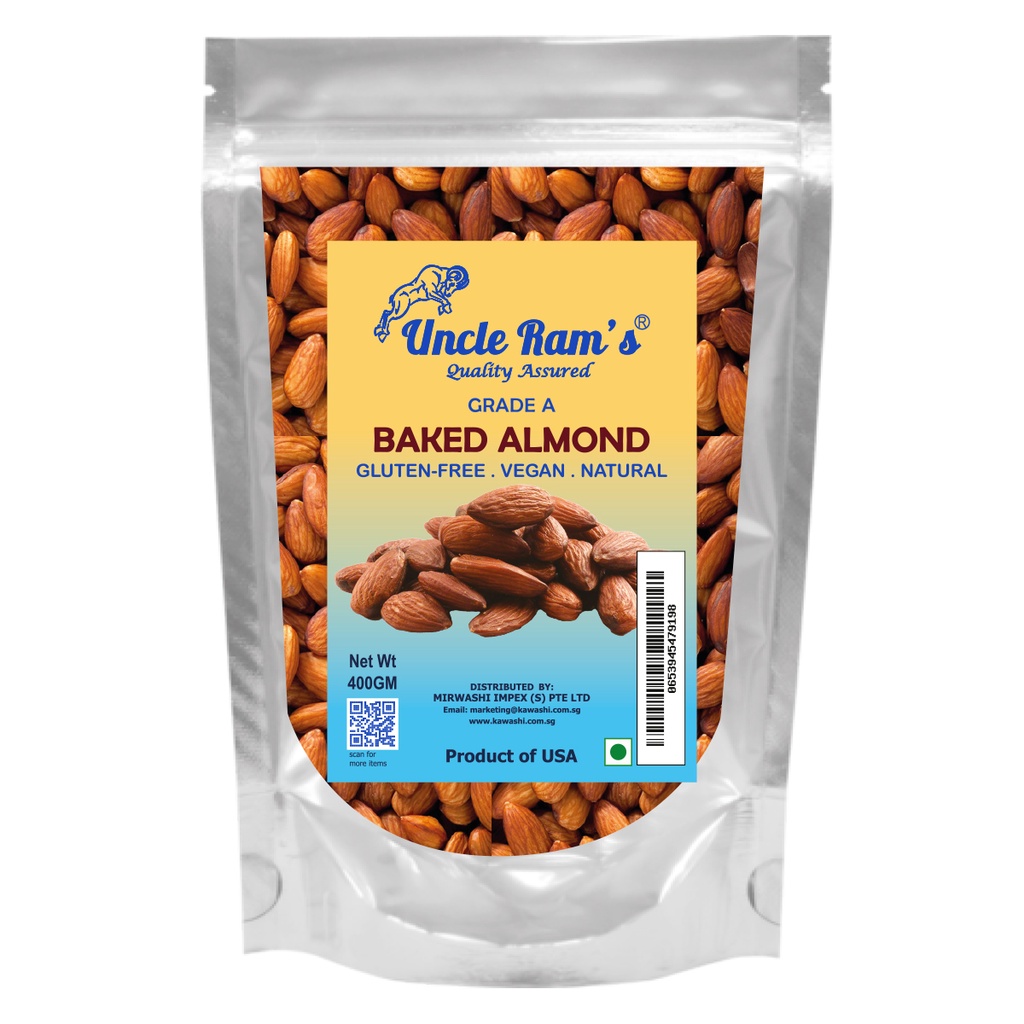 Uncle Ram's Baked Almond - roasted nuts healthy fats, fiber, protein ...
