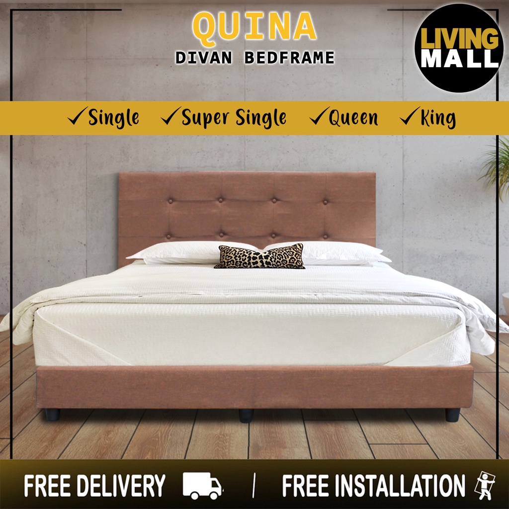 Living Mall Quina Series Woven Fabric Divan Bed Frame in 3 Model ...