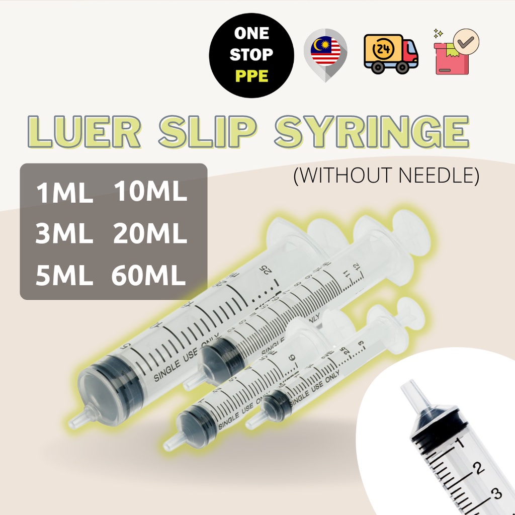 Disposable Syringe Picagari Luer Slip 1ml/1cc | 3ml/3cc | 5ml/5cc | 10ml/10cc | 20ml/20cc | 60ml ...