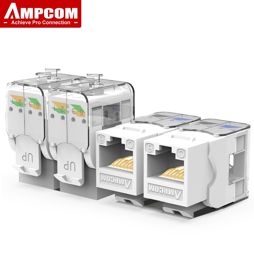 AMPCOM Keystone Jack, CAT6/CAT6A RJ45 UTP Keystone Module Adapter No ...