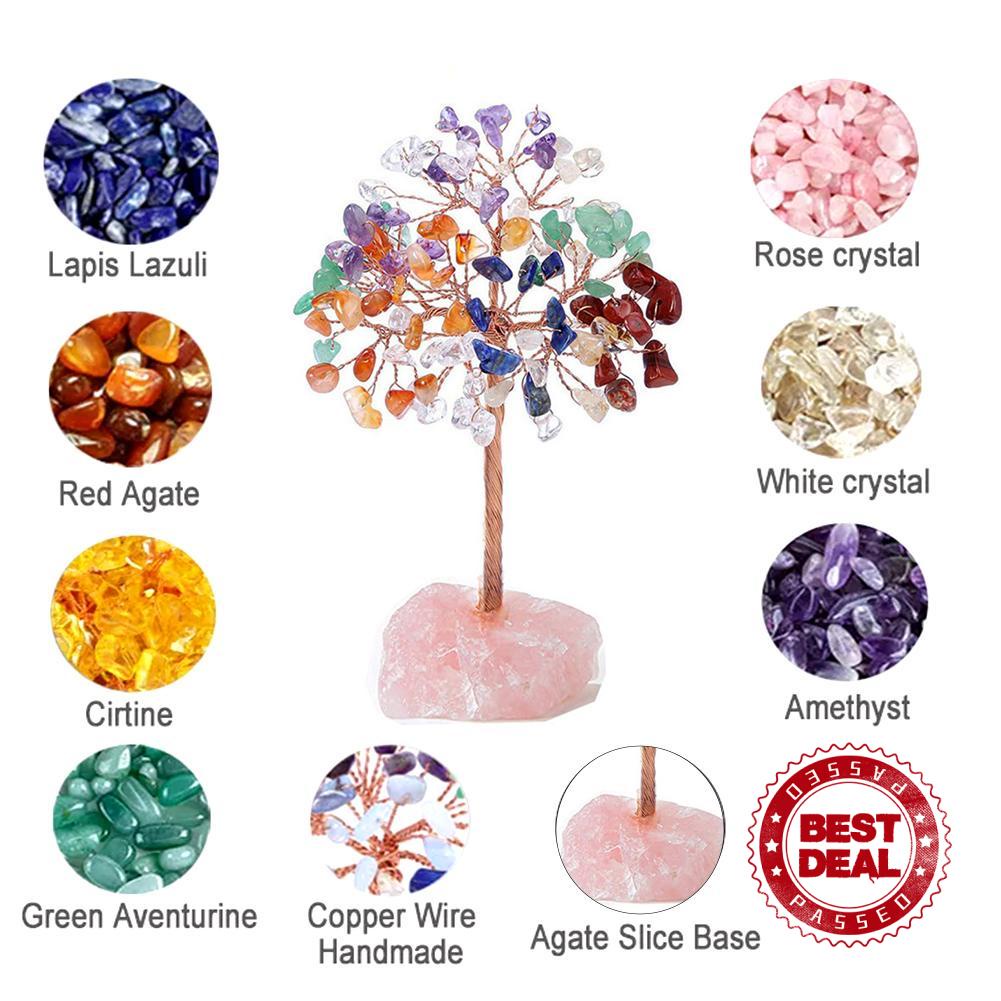 New Crystal Money Tree Copper Wire Wrapped W/ Agate Base Mini Home ...