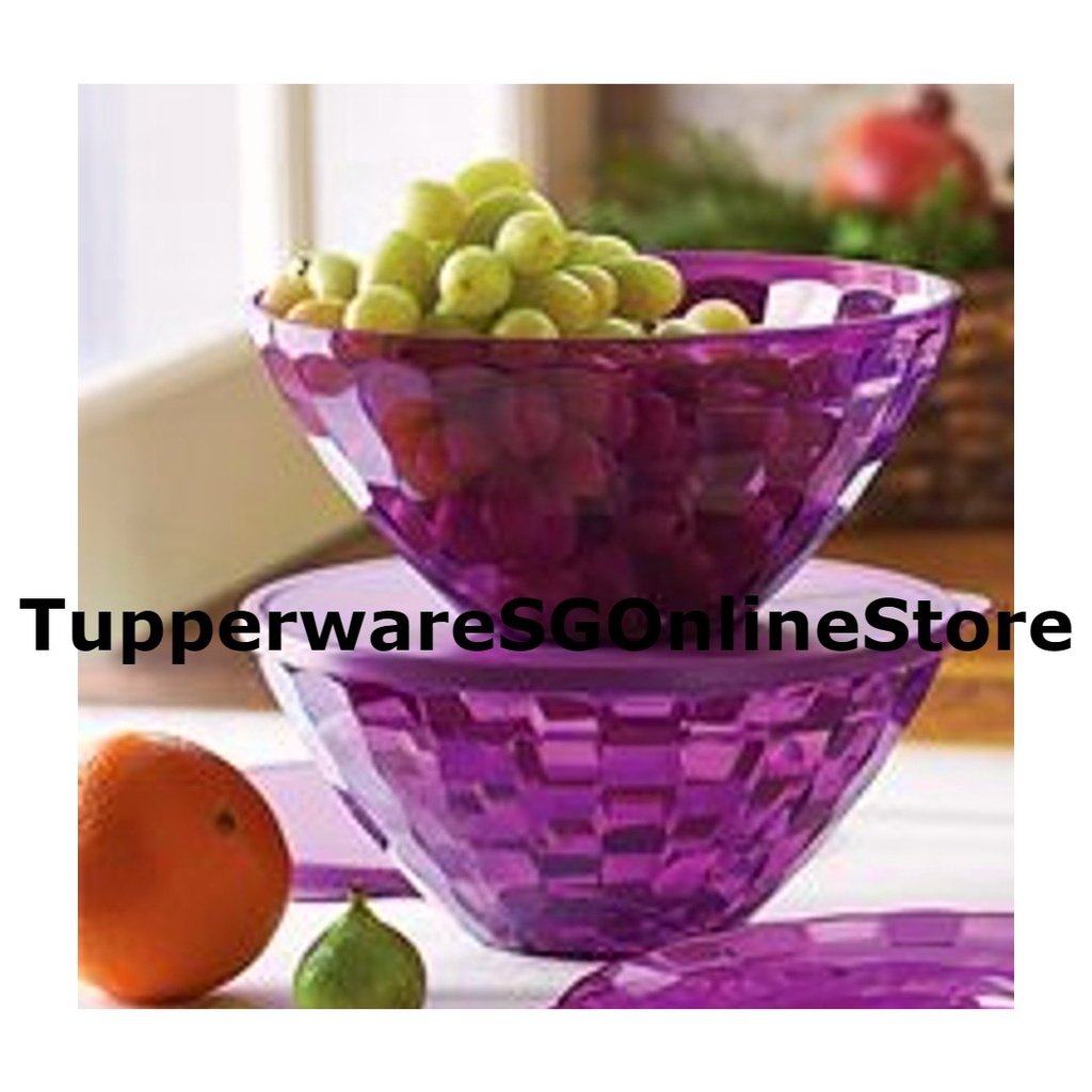 Tupperware 500ml Elegant Prism Round Serving Server Bowl Container Set ...