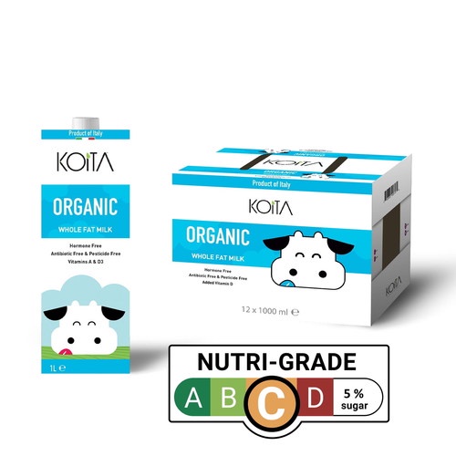 Koita Premium Organic Whole Milk 12X1L(Free Gift - 3 pcs of Koita Oat ...