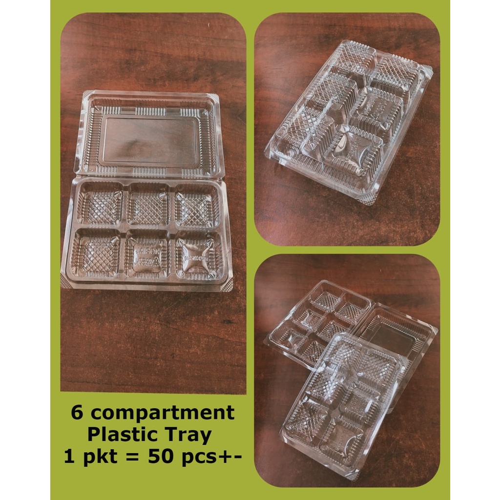 6 Compartment Plastic Tray【50pcs】Cheese Tart Tray Box/Mini Cake Tray ...