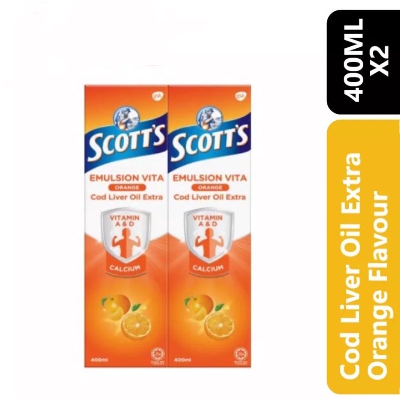 Scott’s Emulsion Cod Liver Oil Orange Flavour(400ml X 2) | Shopee Singapore